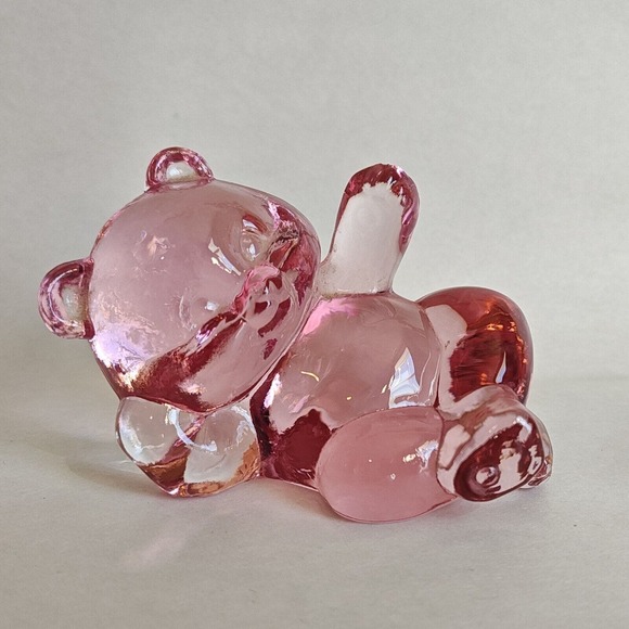 Fenton | Accents | Vintage Fenton Art Glass Laying Down Pink Baby Teddy ...